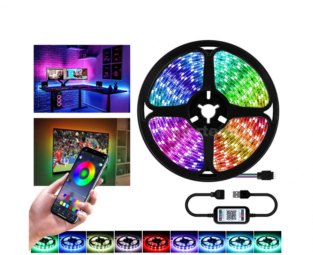 BESTSELGER! 3 METER RGB LED STRIPE MED BLUETOOTH | Ledhobby – Vi lyser ...