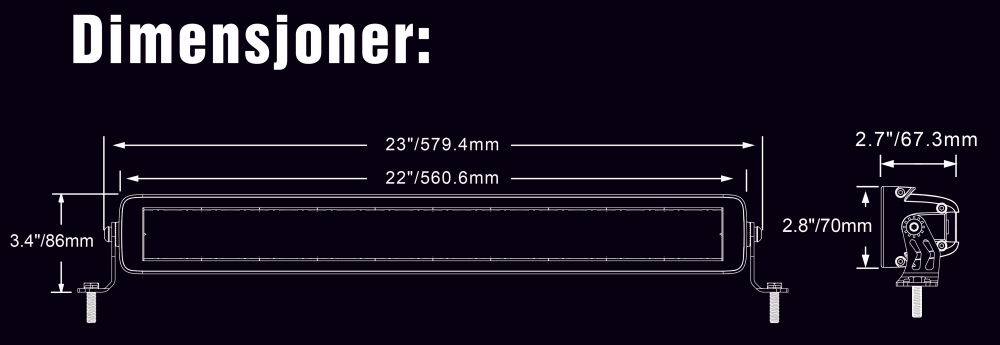 LIGHTSTORM 21 INCH 2RAD LEDBAR SHADOW Godkjent fjernlys, ECE R112 ...